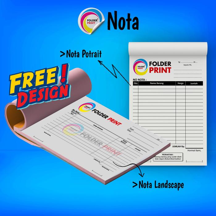 Jual Nota Kwitansi Bon Custom Satuan Full Warna - A5 (1/2 FOLIO), 3 PLY ...