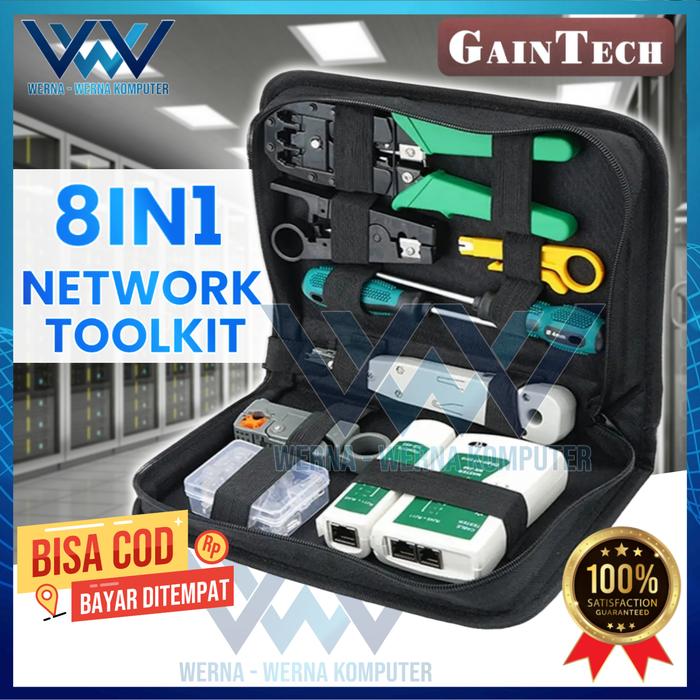 Jual TOOLKIT NETWORK REPAIR 8 IN 1 TOOL KIT LAN TESTER SET GAINTECH GT ...