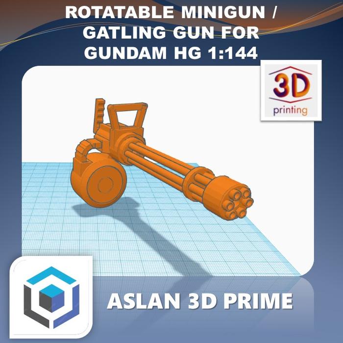 Jual ROTATABLE MINIGUN GATLING GUN GUNDAM HG 1/144 Custom Color 3D ...