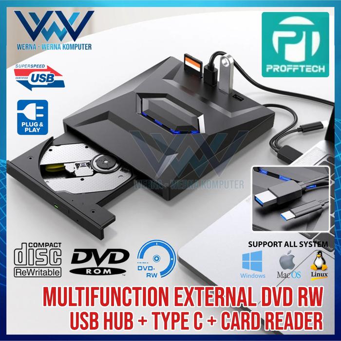 Jual DVD CD RW EXTERNAL DRIVE COMBO USB + TYPE C HUB+CARD READER ...
