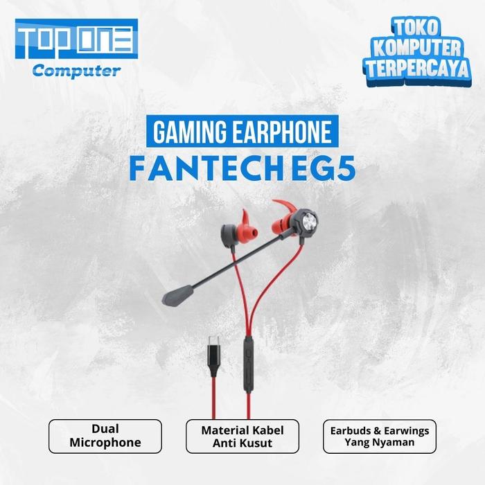 Jual earphone gaming murah fantech EG5 wired earphone dengan microphone ...