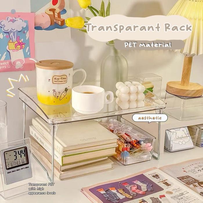 Jual Rak pet transparan storage rack putih bening korean aesthetic ...