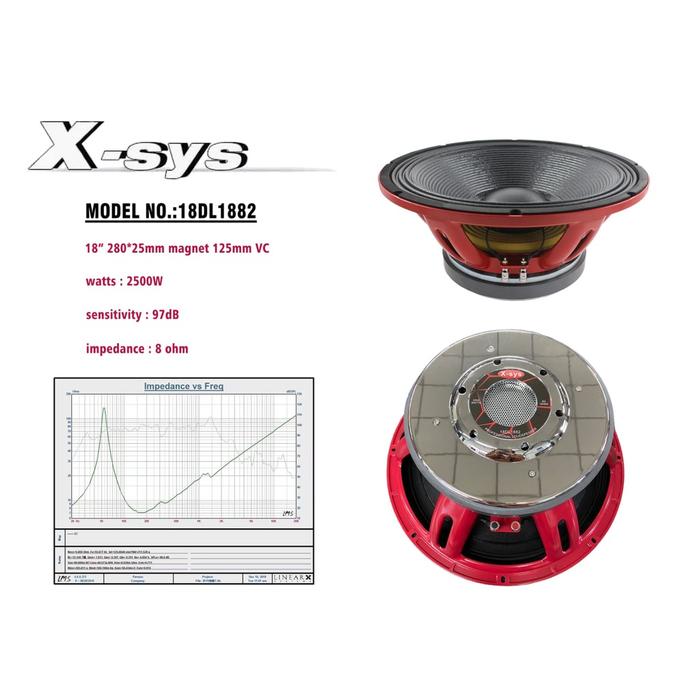 Jual X-Sys Komponen Speaker Woofer 18DL1882 18inch 2500 Watt Original ...