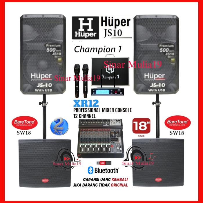 Jual PAKET SOUND SYSTEM OUTDOOR HUPER JS10 SUBWOOFER 2 UNIT BARETONE ...