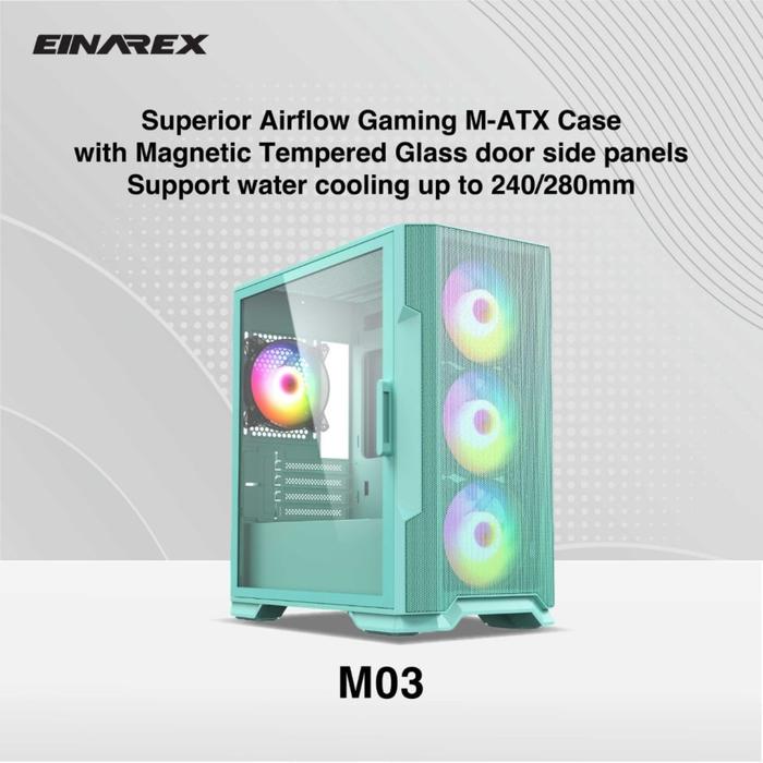 Promo CASING EINAREX M03 COLOR 1X120MM FAN ARGB - mATX Gaming Case ...