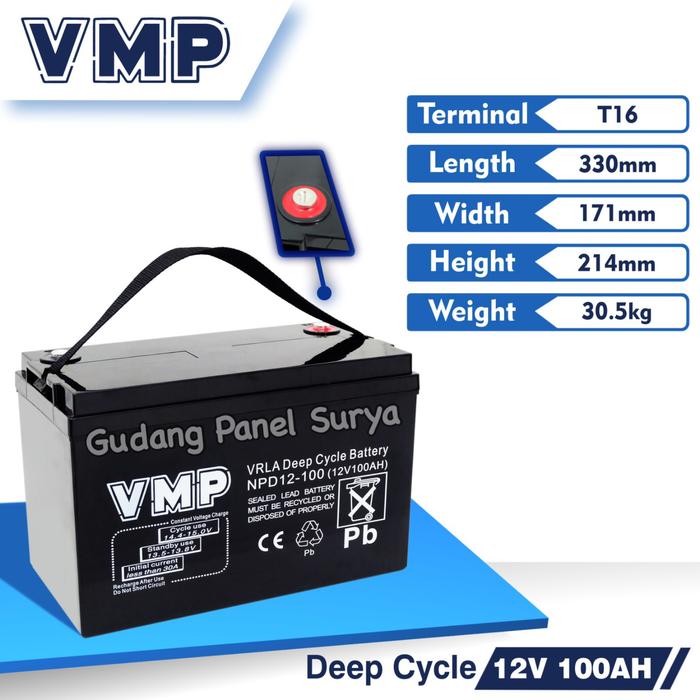 Jual Aki Battery Accu VMP 12V 100AH Baterai 12v 100ah Aki Kering ...
