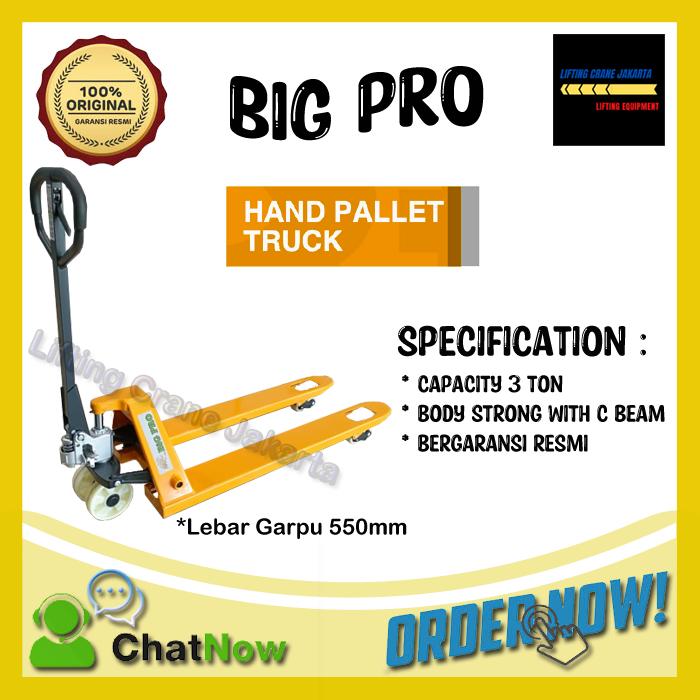 Jual Hand Pallet Manual 3 Ton / 3000Kg 550MM BIGPro - Jakarta Pusat ...