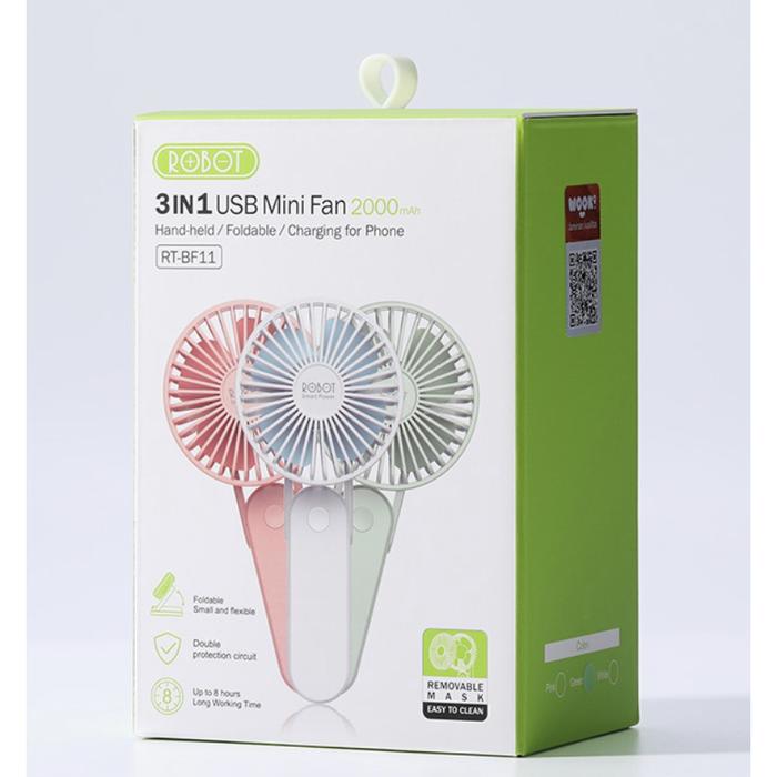 Jual Mini Fan Robot RT-BF11 Foldable 2000mAh Powerbank Green - Jakarta ...