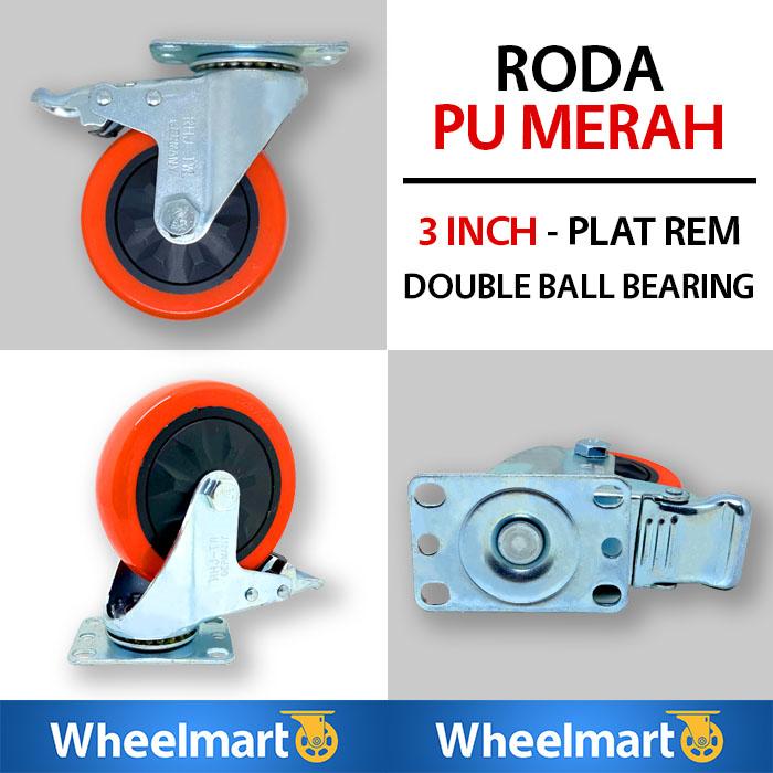 Jual Roda Trolley PU Merah RHJ-TW - Ukuran 3 Inch - Double Ball Bearing ...