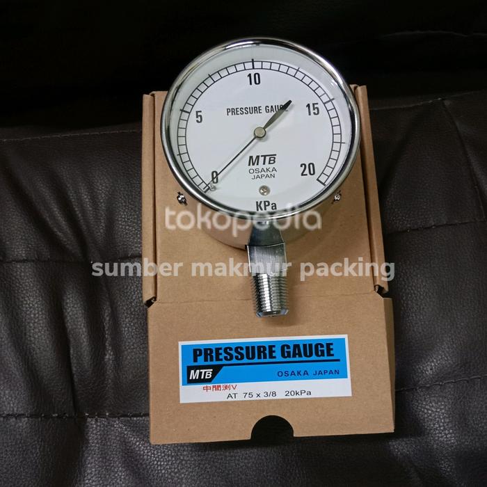 Jual pressure gauge 20 Kpa size 3 inch drat 3/8 npt full stainless - Jakarta Barat - sumber ...