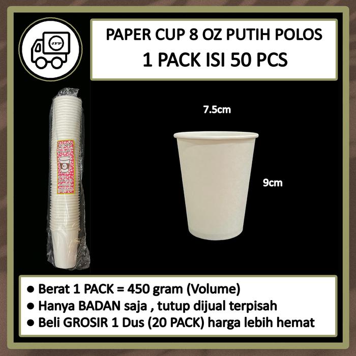 Jual Hot Paper Cup Gelas Kertas 8 oz Putih Polos isi 50 pcs - Jakarta Barat - Jakarta Food ...
