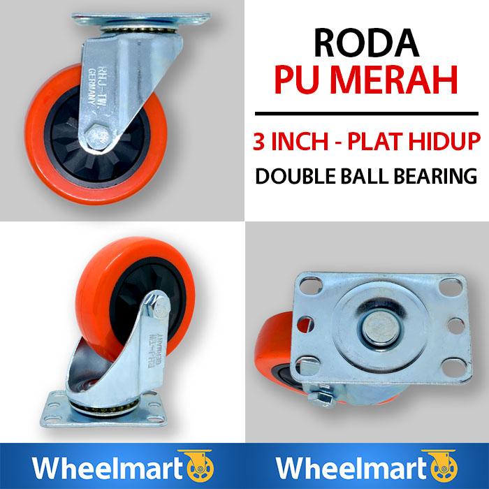 Jual Roda Trolley PU Merah RHJ-TW - Ukuran 3 Inch - Double Ball Bearing ...