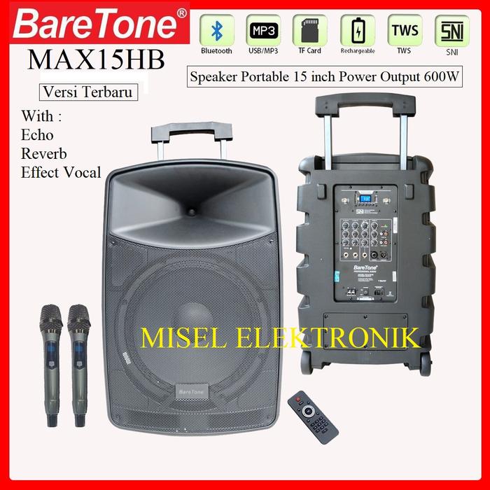 Jual Speaker Portable 15 Inch BareTone MAX15HB BLUETOOTH USB TWS - Jakarta Barat - Misel ...