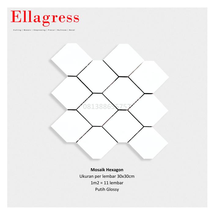 Jual Mosaik Hexagon Keramik Ellagress Lantai Dinding Backsplash ...