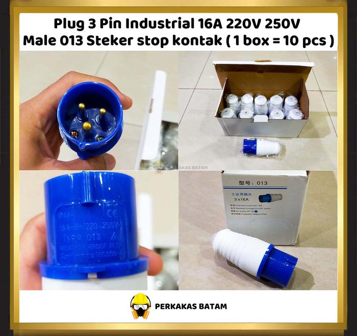 Jual Plug 3 Pin Industrial 16A 220V 250V Male 013 Steker genset stop ...