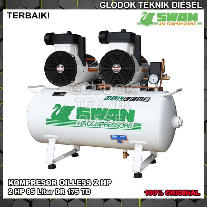Jual SWAN Kompresor Oilless 2 HP 85 L Liter Silent DR 175 TD Oil Less ...