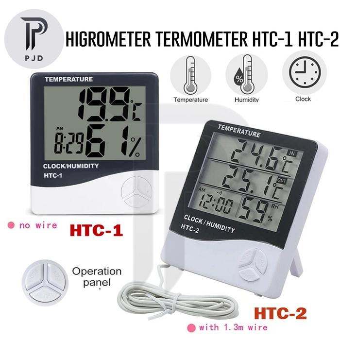 Jual Higrometer HTC-1 HTC-2 Termometer Jam Digital Alat Ukur Suhu ...