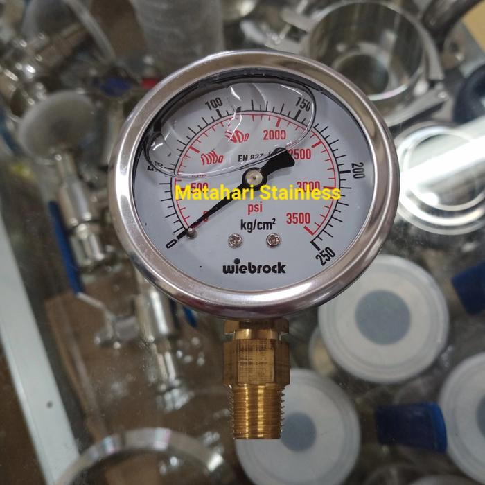 Jual Pressure Gauge Manometer Stainless 2 1/2 " inchi 250 Bar 3500 Psi - Jakarta Barat ...