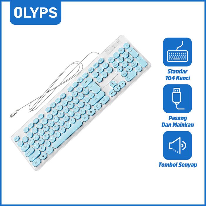 Promo OLYPS Keyboard Wired Berwarna-Warni Universal Keyboard for PC ...