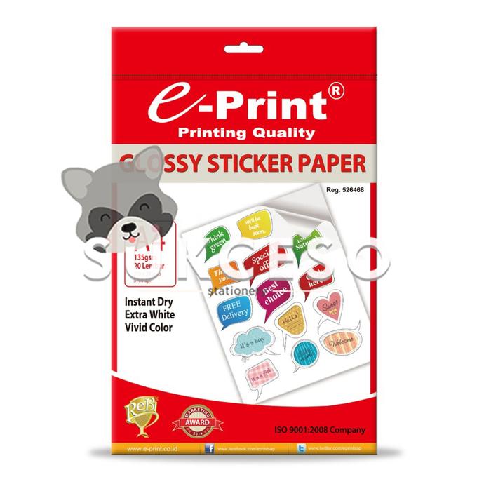 Jual Eprint Sticker Glossy A4 135gr / Kertas Foto Sticker 135 gsm ...