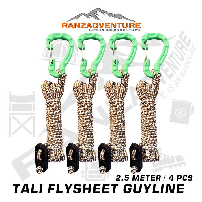 Jual tali flysheet tenda 2.5 M obral tali include carabiner abs dan ...