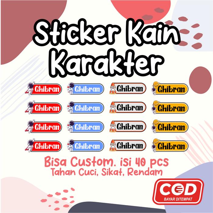 Jual Stiker Kain KARAKTER LUCU | Stiker Label Nama Kain Baju Anak Isi ...