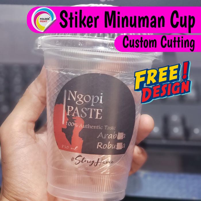 Jual Stiker Label Minuman Cup Transparan Anti Air Custom Free Design ...