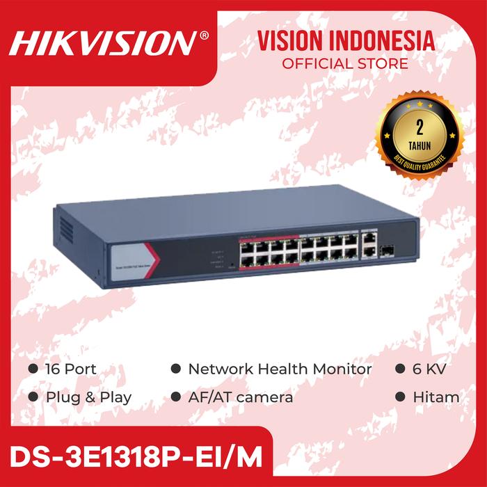 Jual HIKVISION DS-3E1318P-EI/M - Smart POE Switch 16 Port POE 2 Uplink - Jakarta Utara - VISION ...