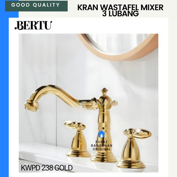 Jual KRAN WASTAFEL 3 LUBANG PANAS DINGIN GOLD EMAS KERAN AIR MIXER BERTU - GOLD 238G - Jakarta ...