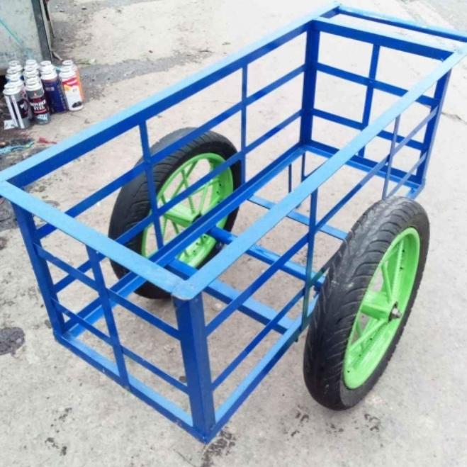 Promo gerobak dorong besi biru roda dua ukuran 100 X 40 X 40 - Kota ...