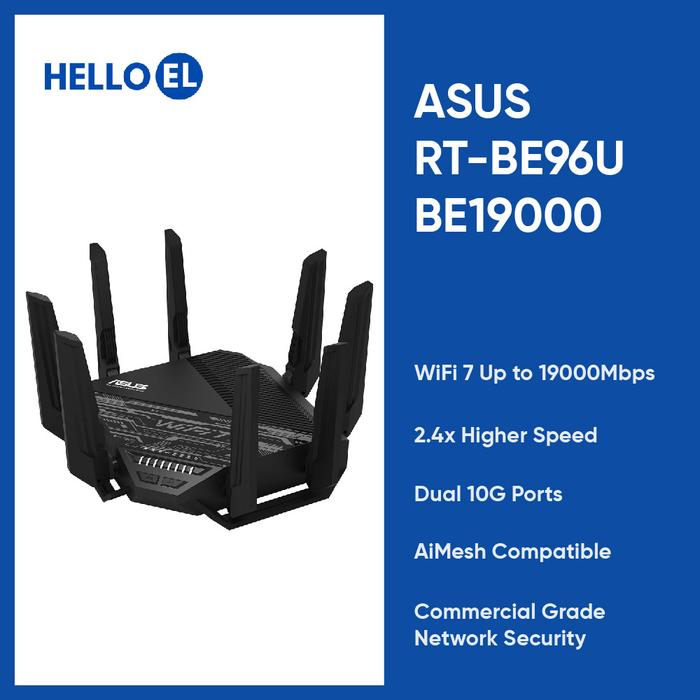 Jual ASUS RT-BE96U BE19000 WiFi 7 6GHz TriBand AiMesh 19000Mbps Router ...