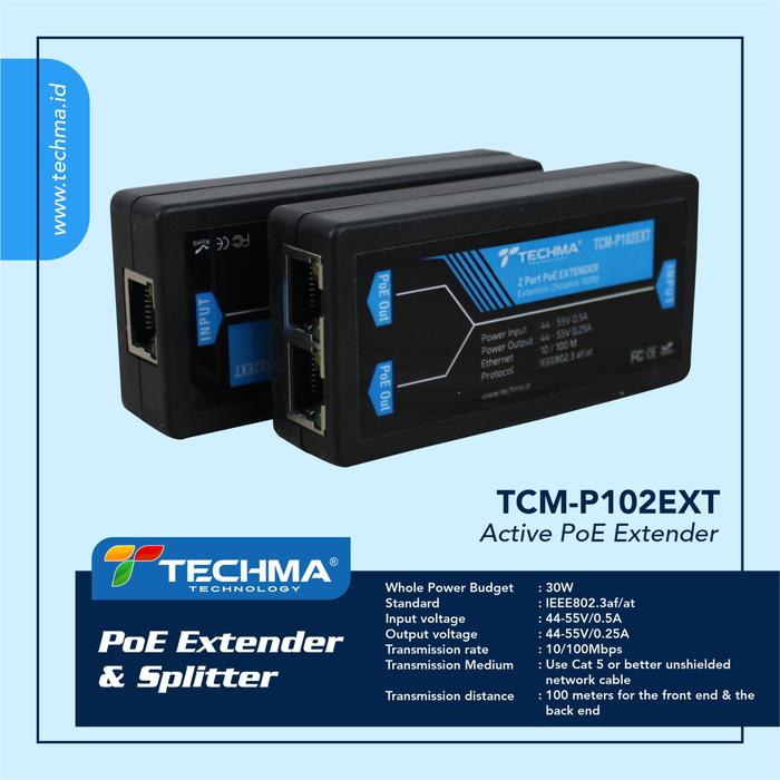 Promo Techma 1 to 2 Aktip PoE Extender & Splitter - INDOOR 100M - Kota ...