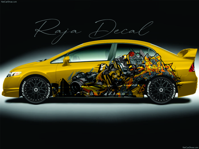 Promo Sticker Decal Striping Mobil Honda Civic FD Desain Bumblebee ...