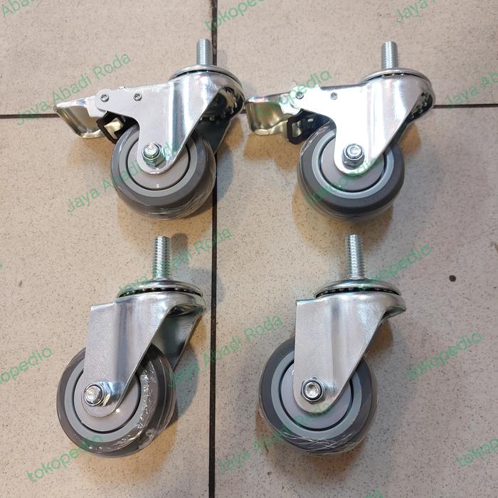 Jual Roda Troli Karet TPR 3 inch Medium Duty Drat ( 2Rem 2Polos ...