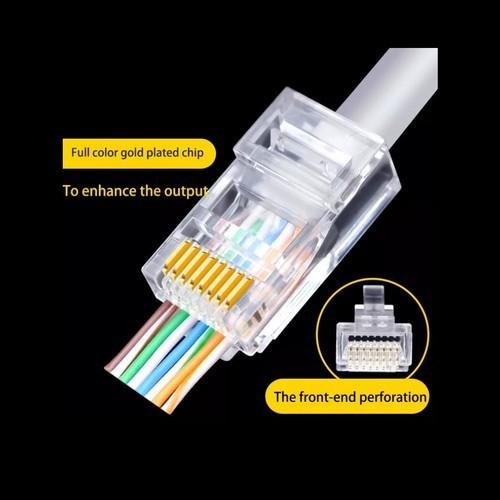 Jual Konektor Cat6 Rj45 Isi 100pcs Anti Gagal Kabel Tembus / Connector ...