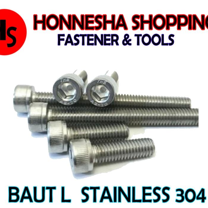 Jual Baut L+ mur+ring plat stainless304, m4x20 - Kab. Tangerang - Honnesha Shop | Tokopedia