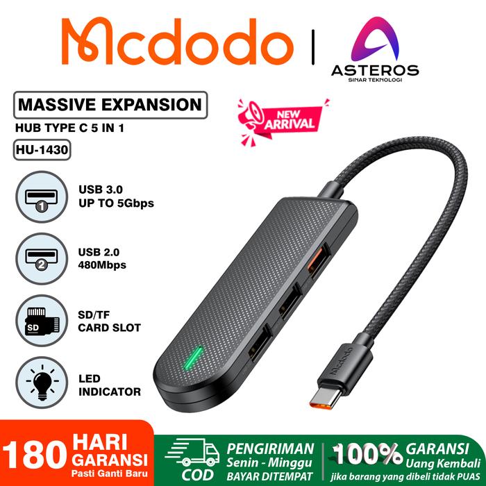 Promo MCDODO Type C HUB 5 IN 1 USB 3.0 SD/TF Card Slot LED Indicator HU-1430 - Jakarta Pusat ...