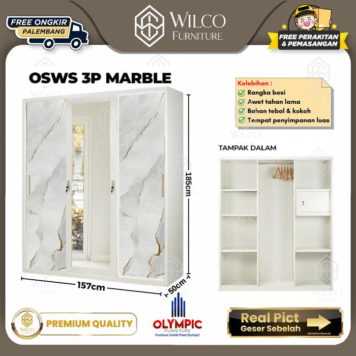 Jual Lemari Baju OSWS 3P Marble / Lemari Pakaian Besi Olympic Furniture PLG - Kota Palembang ...