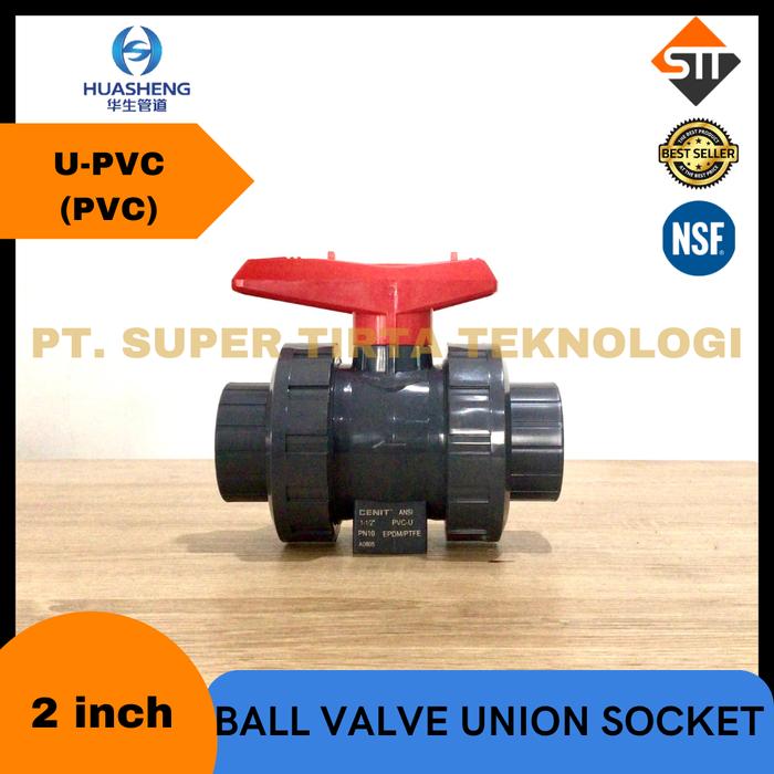 Jual U-PVC (PVC) Ball Valve Union Socket Sch.80 PN10 - 4" - Kab ...