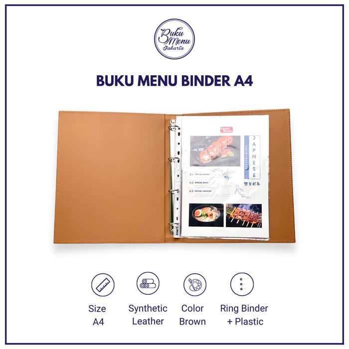 Jual Custom Logo Buku Menu Kulit Restoran - Binder Isi Plastik A4 ...