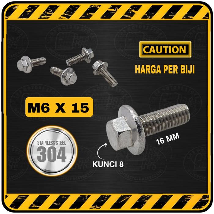 Jual BAUT FLANGE STAINLESS M6 X 15 M6X15 SETARA BAUT KUNCI 10 PANJANG 15 MM - Kota Blitar - CNB ...