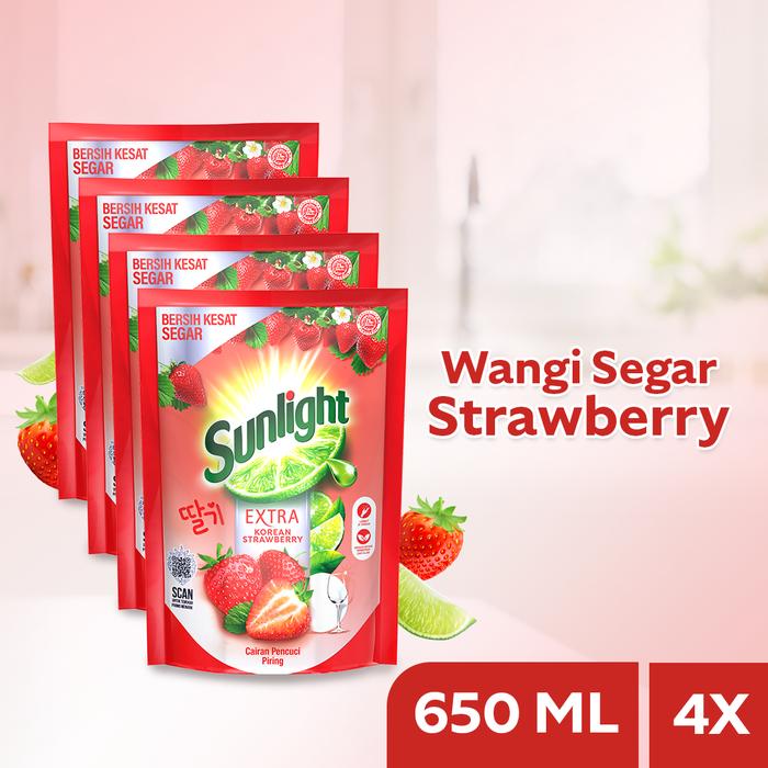 Jual Sunlight Sabun Cuci Piring Cair Refill Extra Korean Strawbery 650ml X4 Di Seller Velvet ...