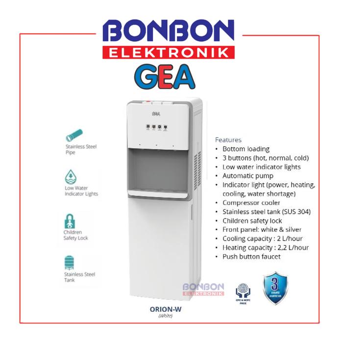 Promo [GOJEK/GRAB] GEA Dispenser Galon Bawah ORION Kompressor Putih ...
