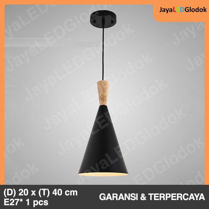 Jual Lampu Gantung Minimalis Industrial Mini Bar Cafe Hitam Kayu Hias 1 ...