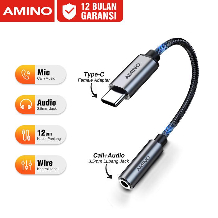 Jual AMINO Adapter Usb C to Audio 3.5mm Jack Male Converter Splitter ...
