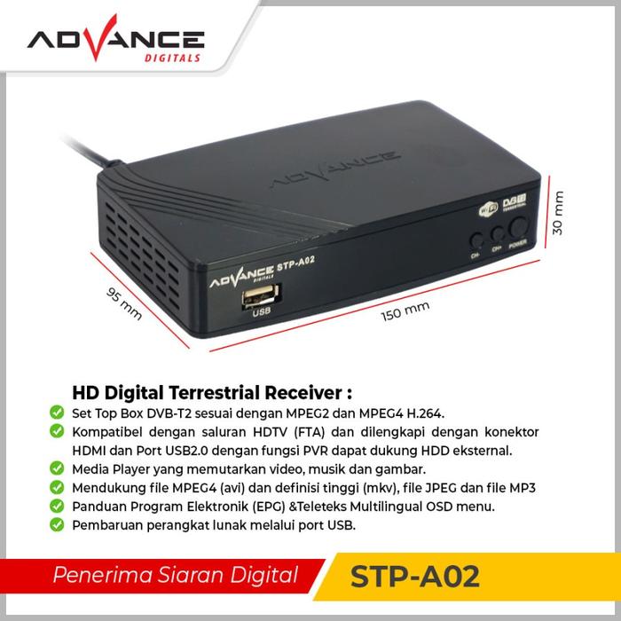 Jual Set Top Box Advance Stp-a02 Stb Full Hd Siaran Tv Digital Dvb T2 - A02 + Hdmi Di Seller ...