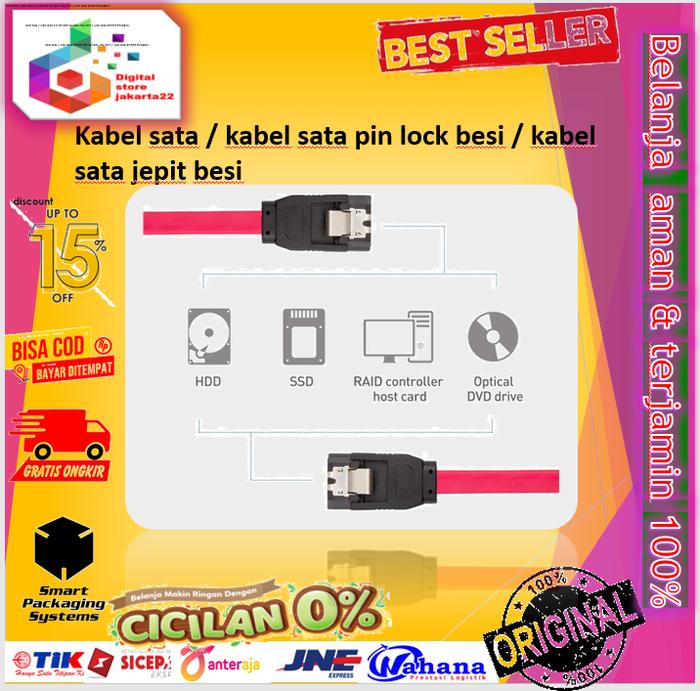 Jual Kabel sata / kabel sata pin lock besi / kabel sata jepit besi ...