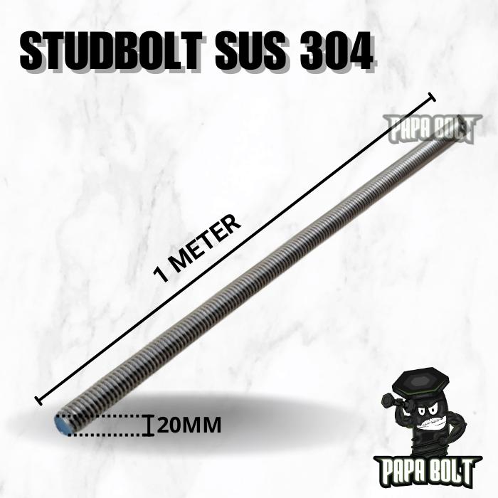 Jual Asdrat Stainless 304 Stud Bolt / Long Drat /Full Drat M20 X 1 ...