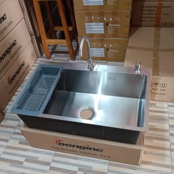 Jual kitchen sink 1 lubang besar 8050 stainless paket kran tarik ...