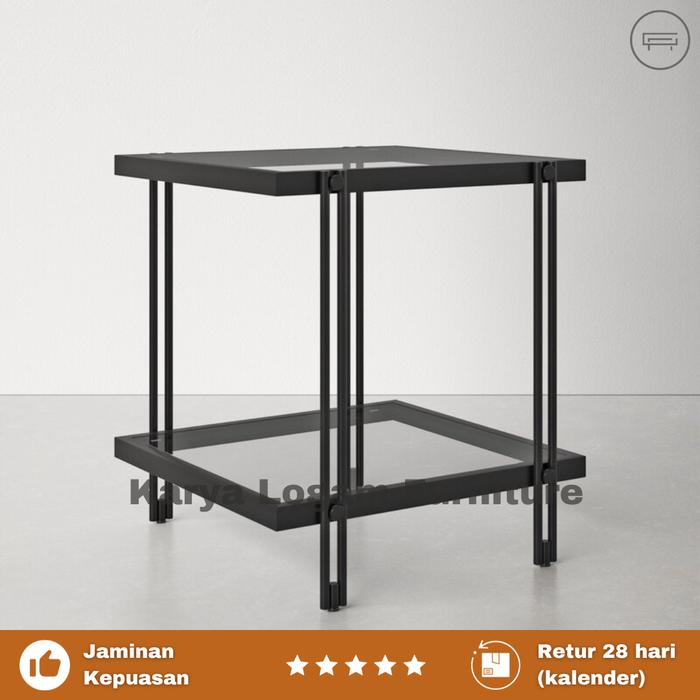 Jual Side Table Modern Minimalis - Rangka Besi Top Tempered Glass - Kab ...